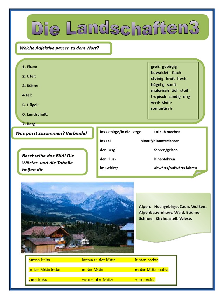 Die Landschaften Arbeitsblatter Bildbeschreibungen - 16115 | PDF