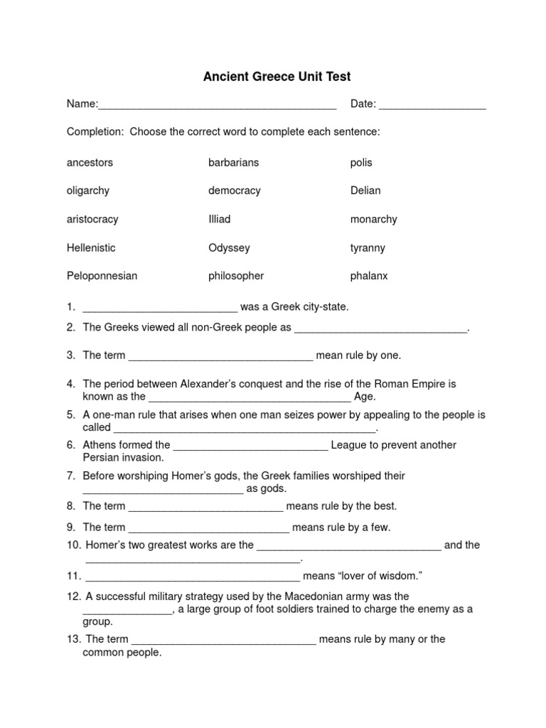 Ancient Greece Test | Download Free PDF | Ancient Greece | Sparta