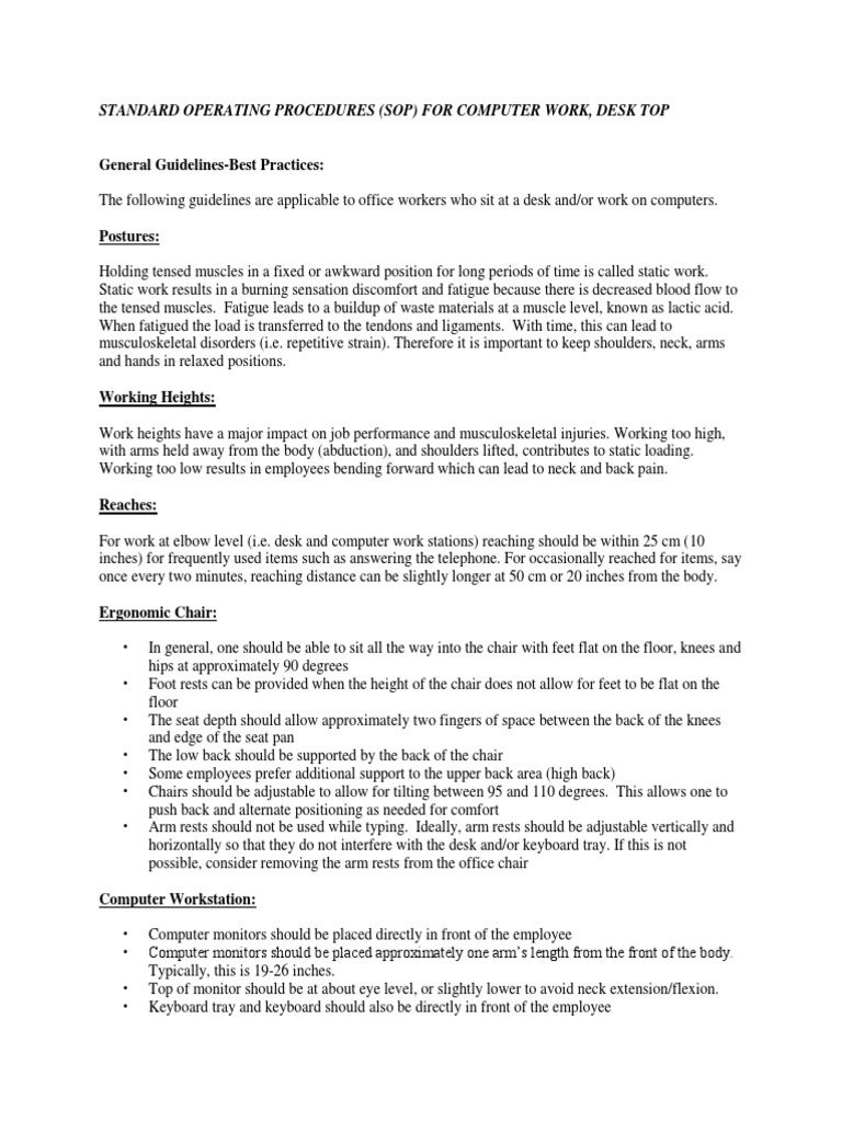 SOP Computer Work 1 36 | PDF | Musculoskeletal System | Human Anatomy