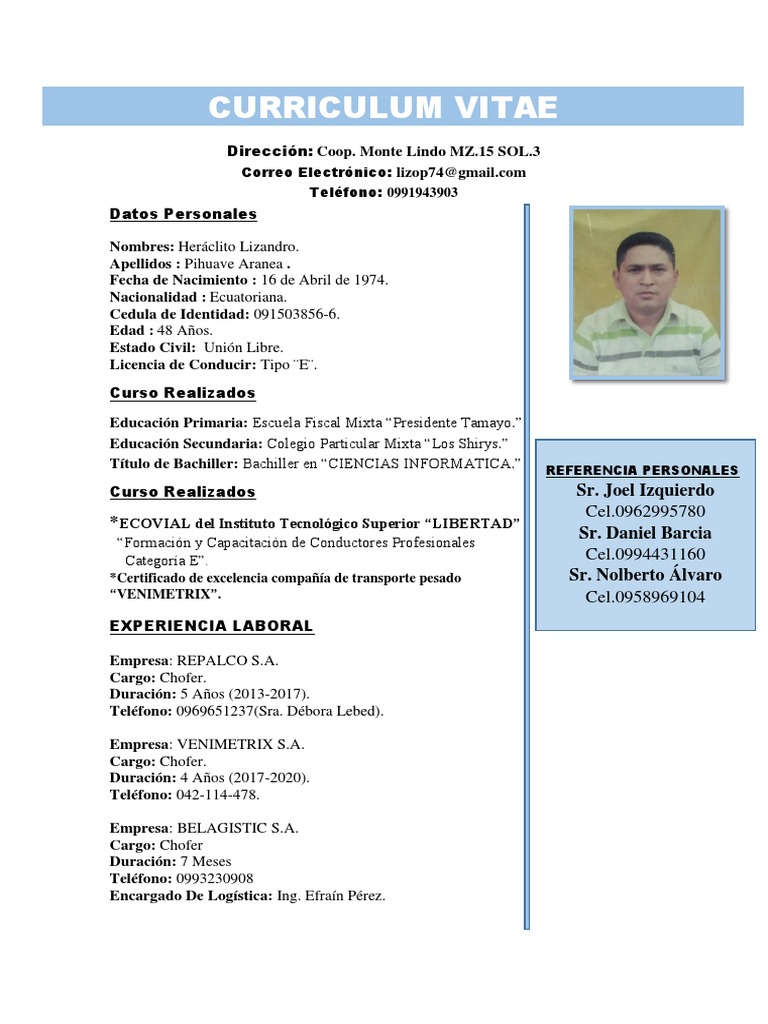 Curriculum Lizandro | PDF