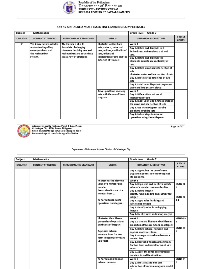 Grade 7 Math Learning Guide | PDF
