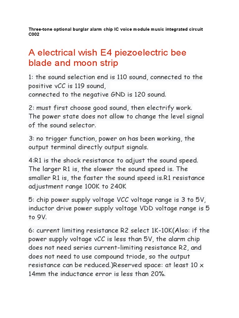 Three-Tone Optional Burglar Alarm Chip IC Voice Module Music Integrated ...