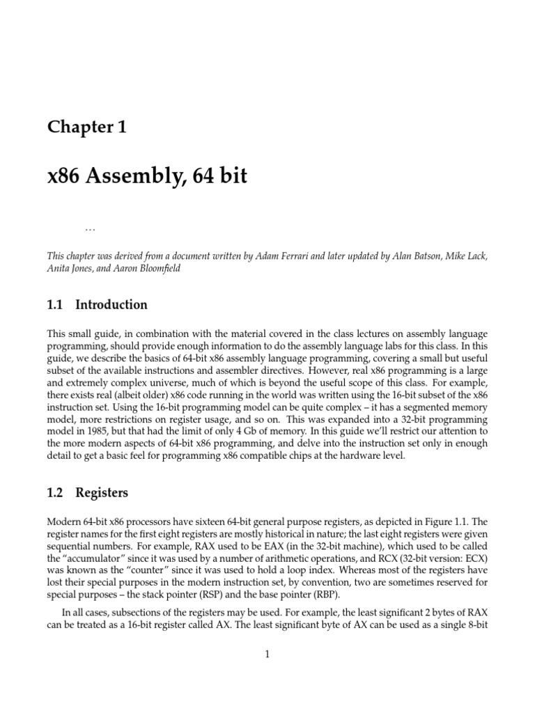 X86 64bit Asm Chapter Pdf Assembly Language 64 Bit Computing