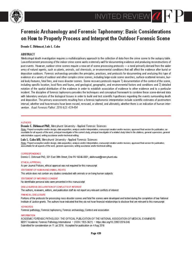 Forensic Archaeology and Forensic Taphonomy Basic Considerations | PDF ...