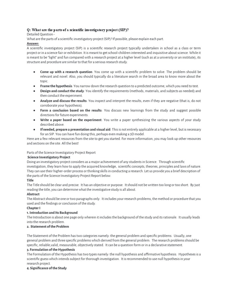 Parts of SIP | PDF | Hypothesis | Science