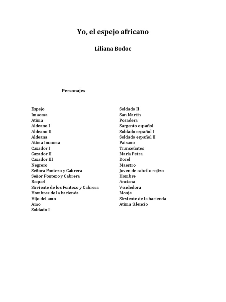 06 Bodoc Liliana Yo El Espejo Africano | PDF | Rachel | Esclavitud
