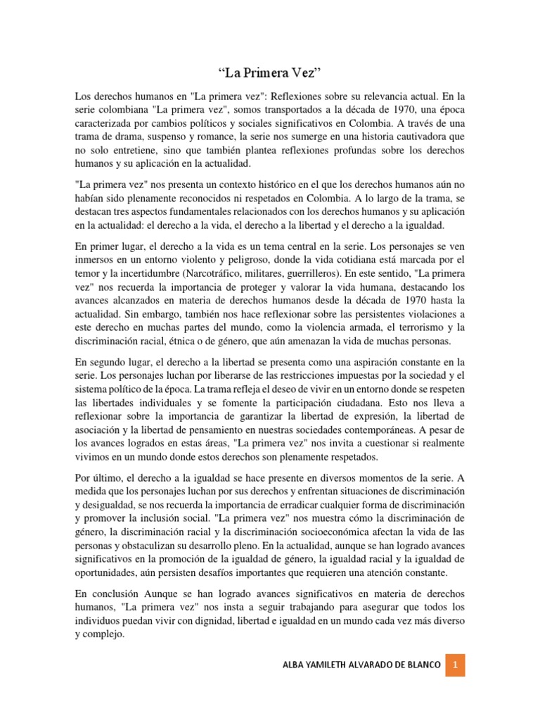 Ensayo Película "La Primera Vez" | PDF | Estudios de género | Igualdad ...