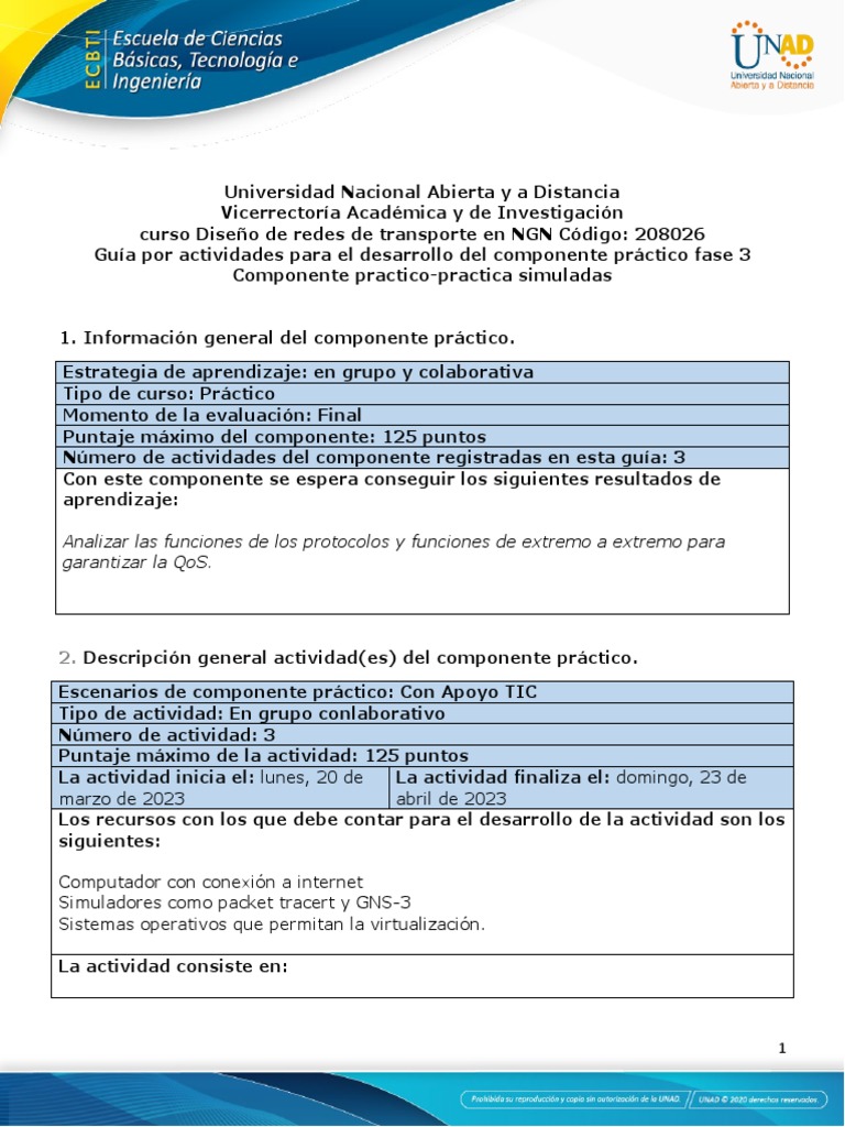 Guía de actividades y rubrica de evaluacion Unidad 2 - Fase 3 - Componente practico- practica ...
