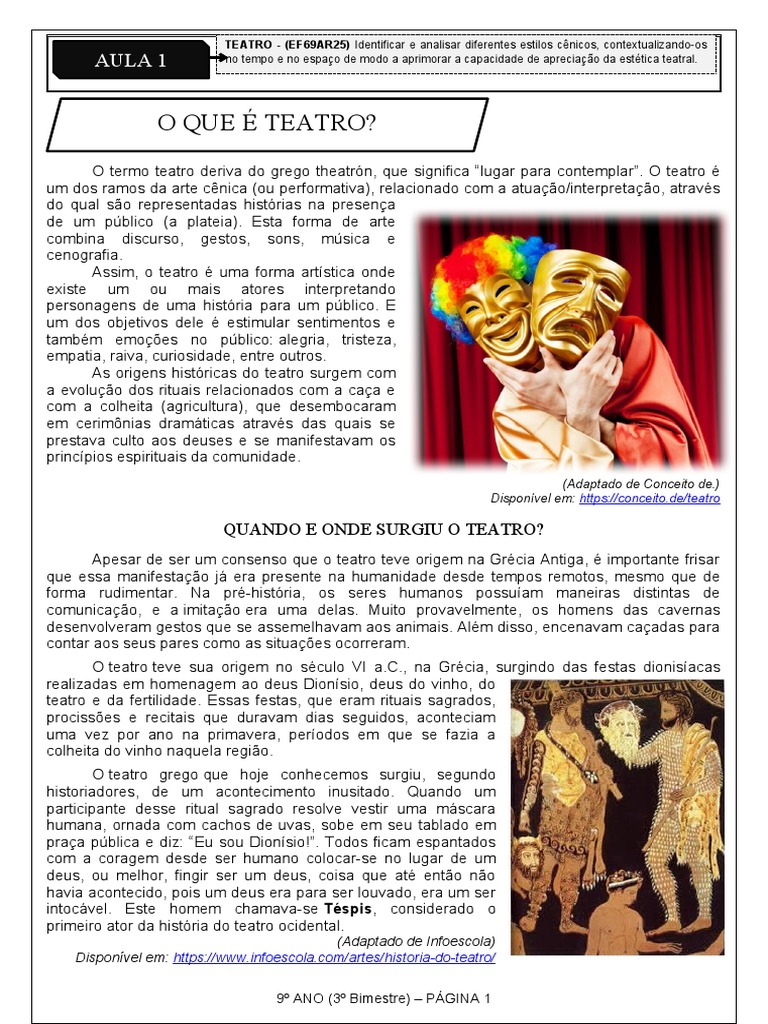 Apostila 3ºb - 9º Ano (Arte) | PDF | Ator | Teatro