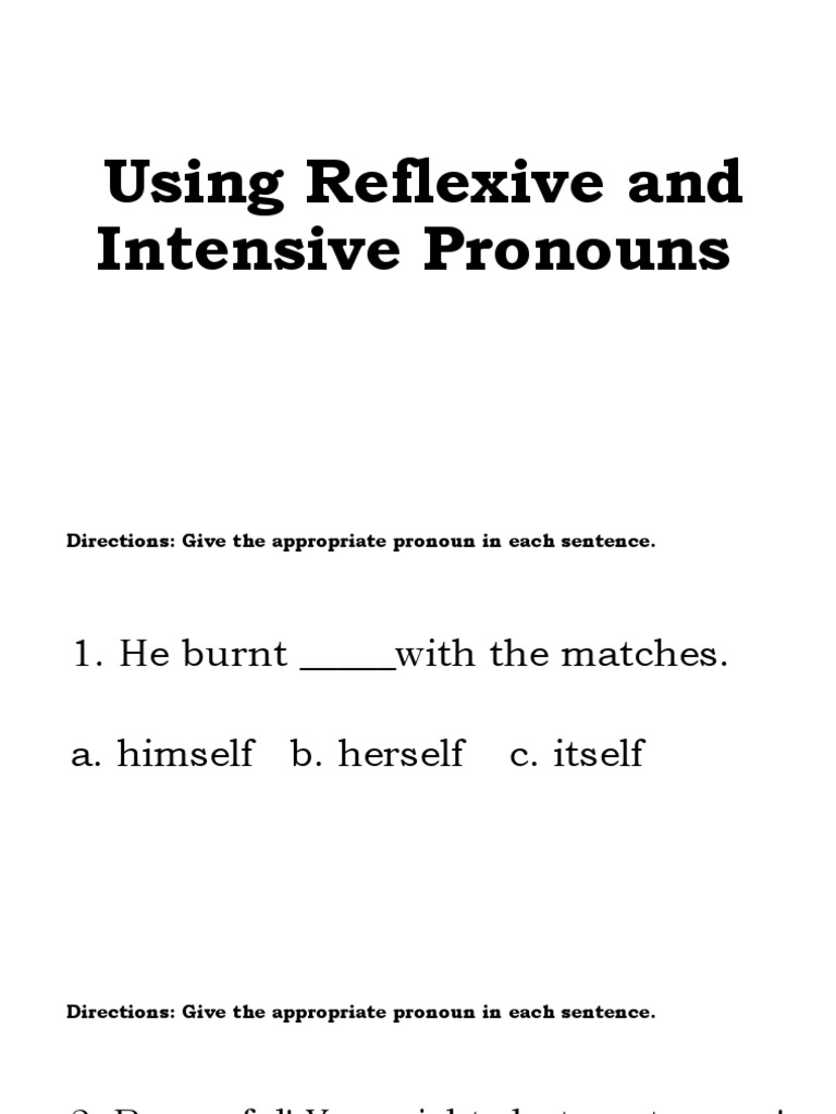 Using Reflexive and Intensive Pronouns | PDF | Pronoun | Linguistic ...