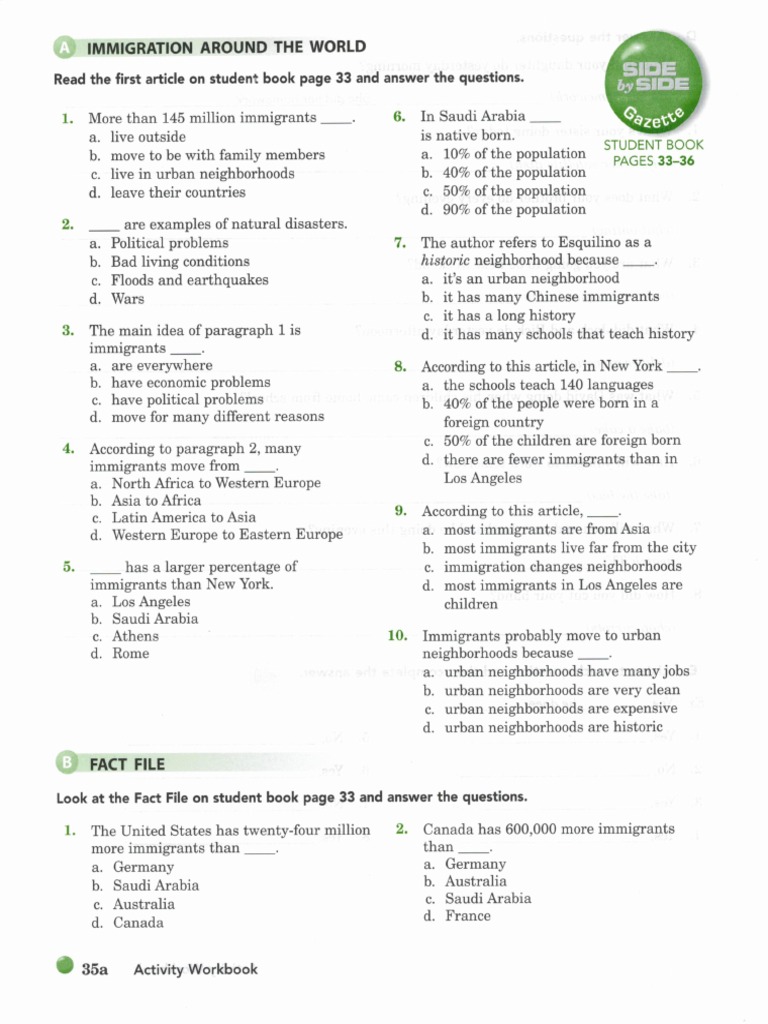 Side X Side Plus, Level 3, Activity Workbook, Unit 3, Gazette | PDF