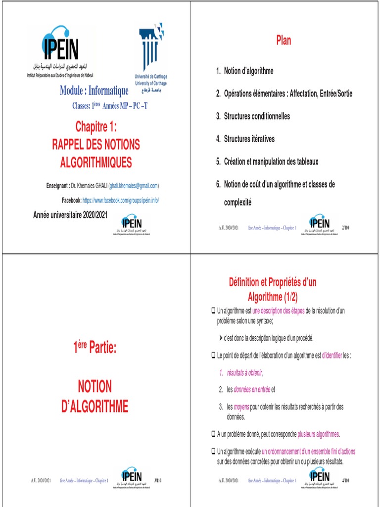 1ere Chapitre1 - Rappel Algo v1.0 Imprimable | PDF 1ere Chapitre1 - Rappel Algo v1.0 Imprimable | PDF
