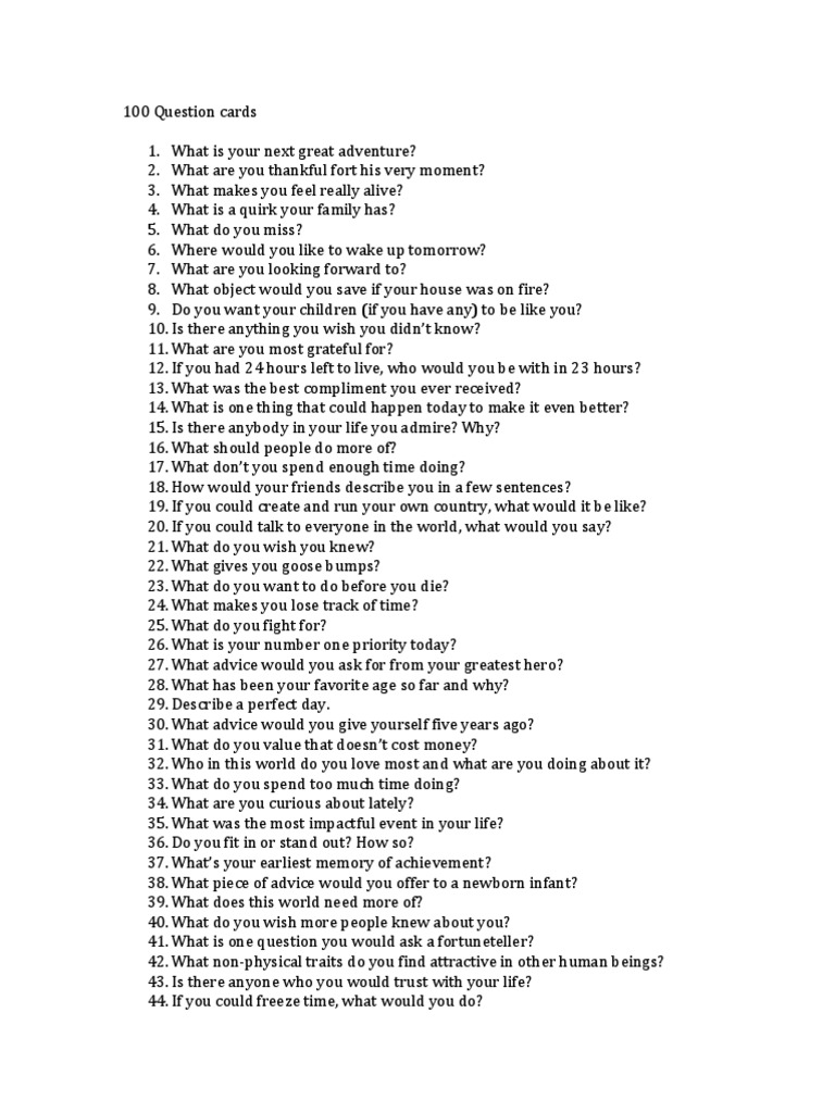 100 Questions English | PDF