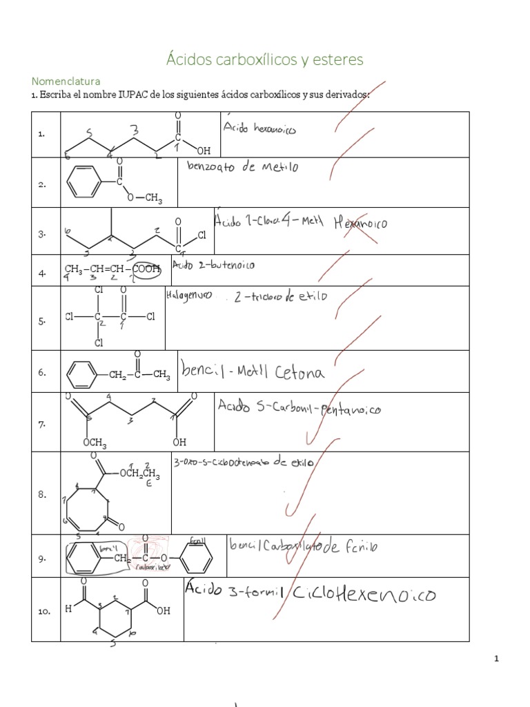 Ejercicios Acidos Carboxílicos-2023-1 | PDF