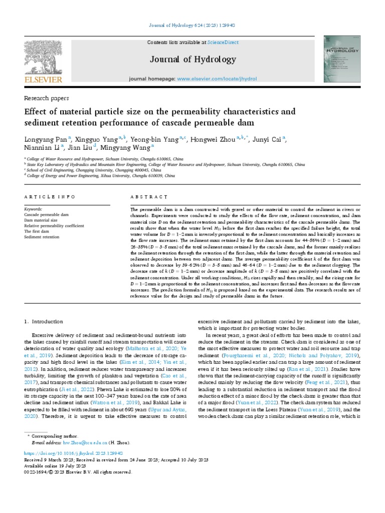 Impact of Particle Size on Dam Permeability | PDF | Sediment | Porosity