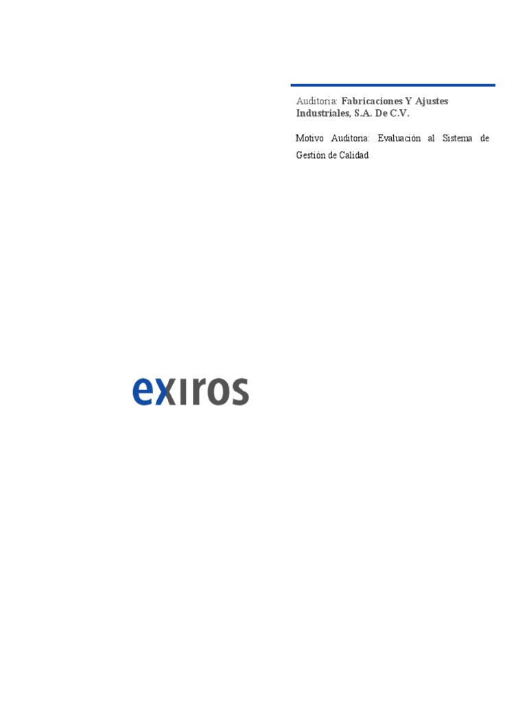 Reporte Fainsa | PDF | Auditoría | Sistema de manejo de calidad