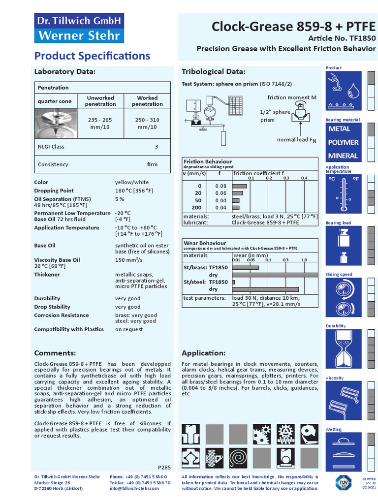 Precision Grease for Metal Bearings | PDF | Applied And ...