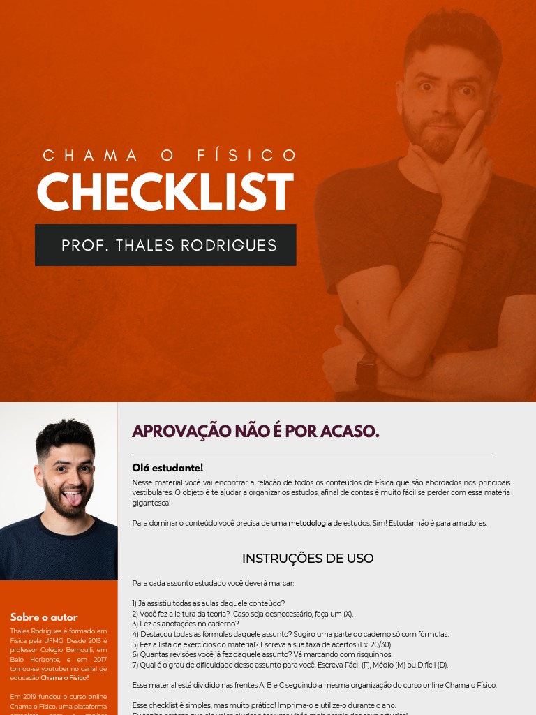 Checklist de Estudos: Chama o Físico | PDF | Eletricidade | Física