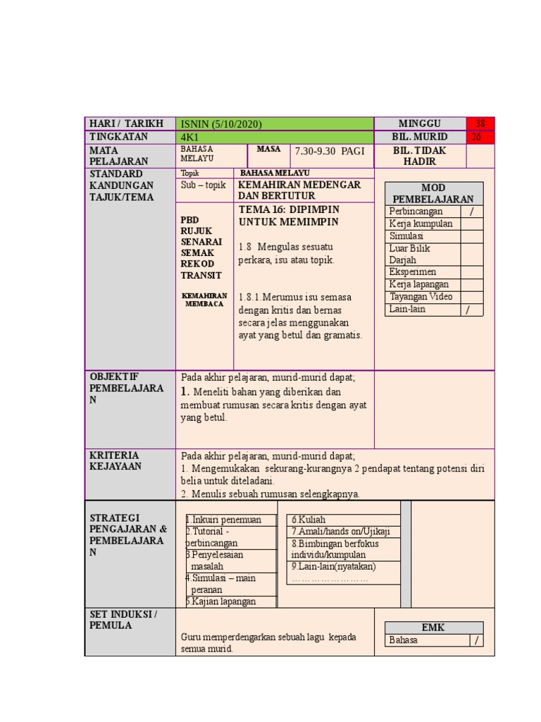 Minggu 38 Isnin | PDF