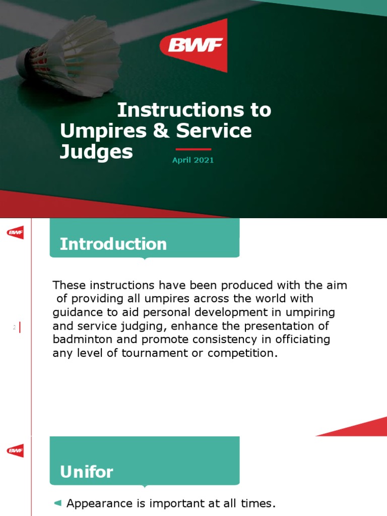 Umpire and Service Judge Guidelines | PDF | Referee | Sports