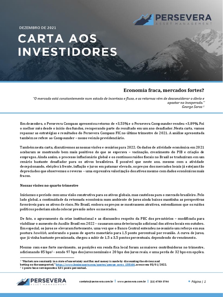 Carta Persevera 2021-12 | PDF | Inflação | Economia