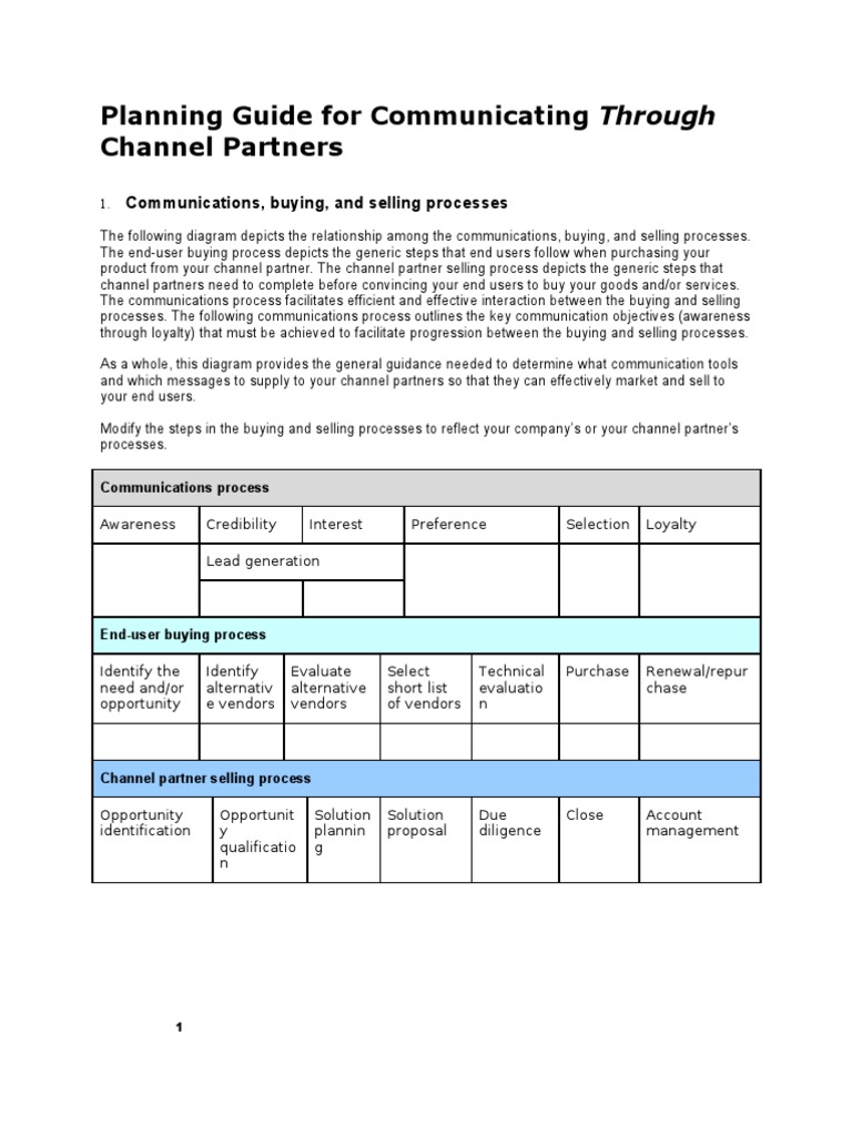 Planning Guide For Communicating Through Channel Partners ...