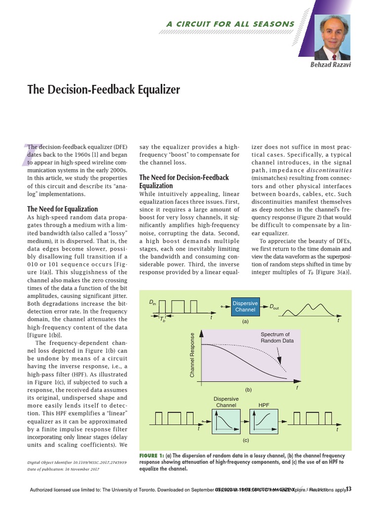 The Decision-Feedback Equalizer A Circuit For All Seasons | PDF | Equalization (Audio ...