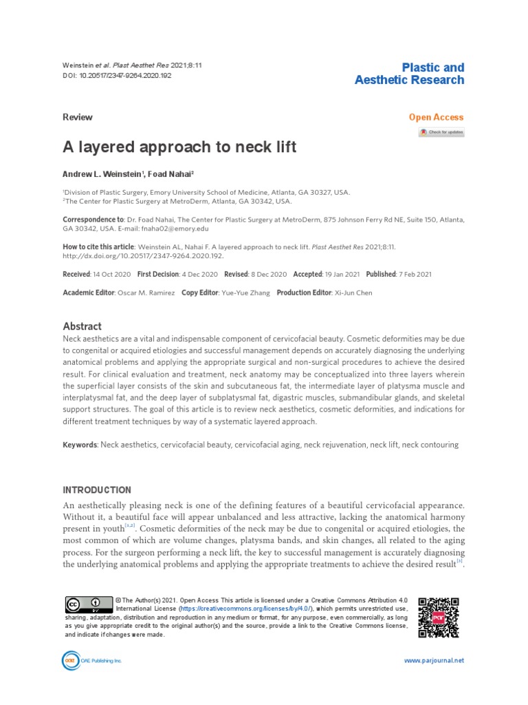 A Layered Approach To Neck Lift | PDF | Human Anatomy | Anatomy