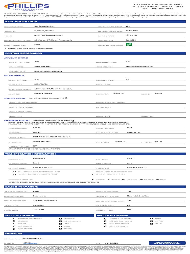 Phillips Customer Application - Encrypted | PDF | Reseller | Invoice