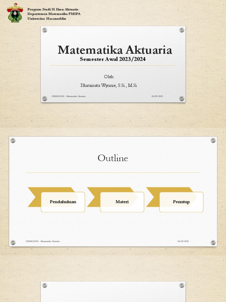 Matematika Aktuaria_Pertemuan 3_2023_mhs | PDF