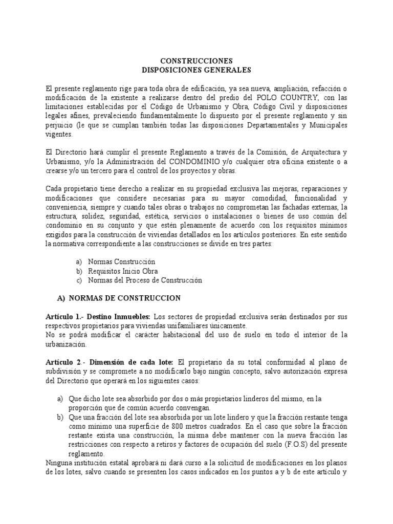 Reglamento de Construcciones | Descargar gratis PDF | Condominio | Multa (pena)