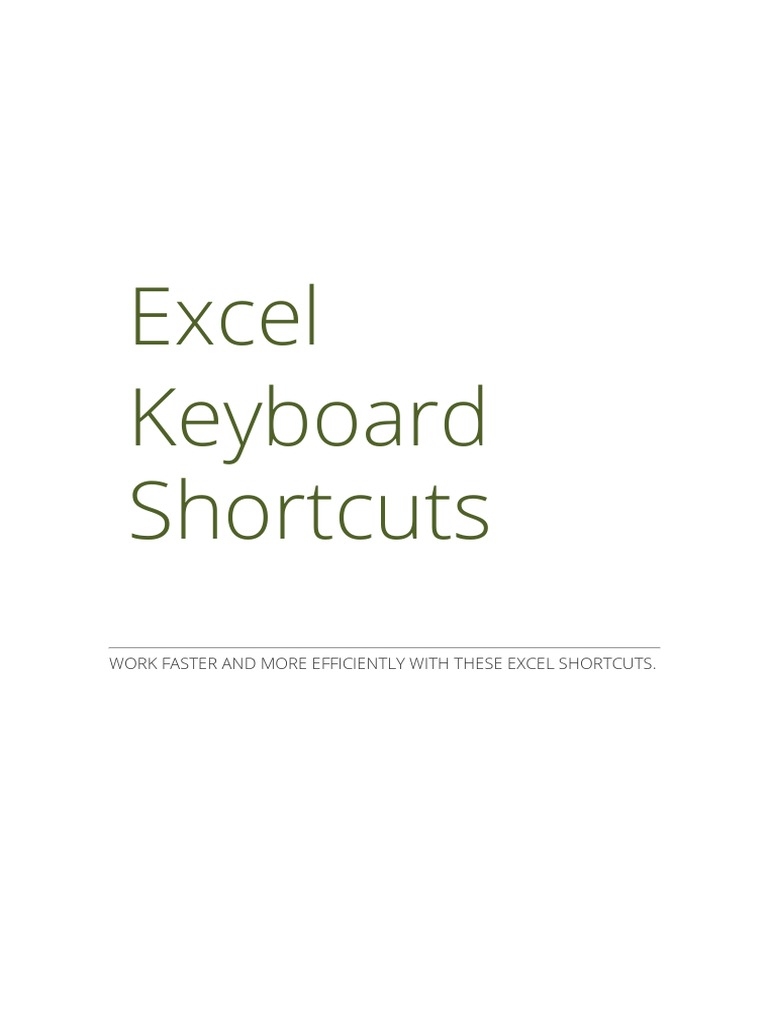 Excel Shortcuts | PDF | Microsoft Excel | Keyboard Shortcut