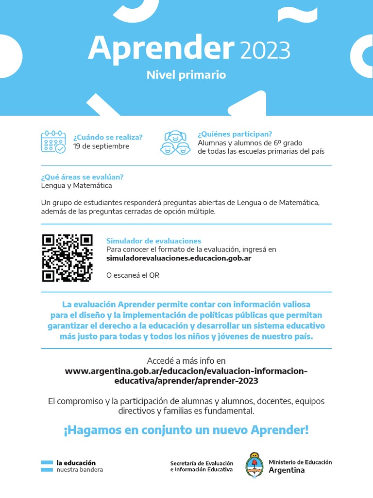 Evaluación Aprender 2023: Lengua y Matemática | PDF