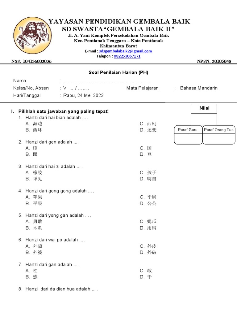 Soal Bab 8 - Kelas 5 | PDF