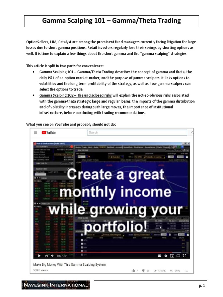Gamma Scalping 101 Gamma Theta Trading | PDF | Greeks (Finance) | Option (Finance)