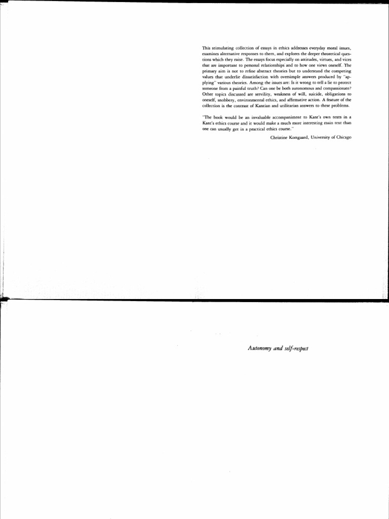Autonomy and Self-Respect - Thomas E. Hill JR | PDF