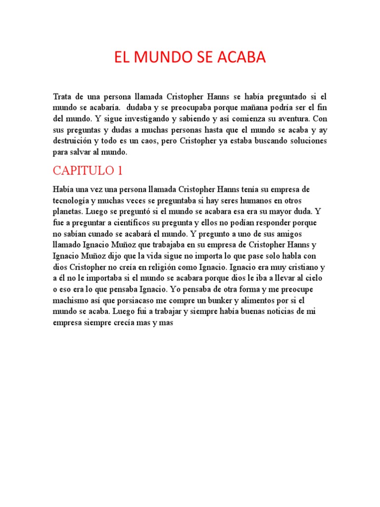 El Mundo Se Acaba | PDF
