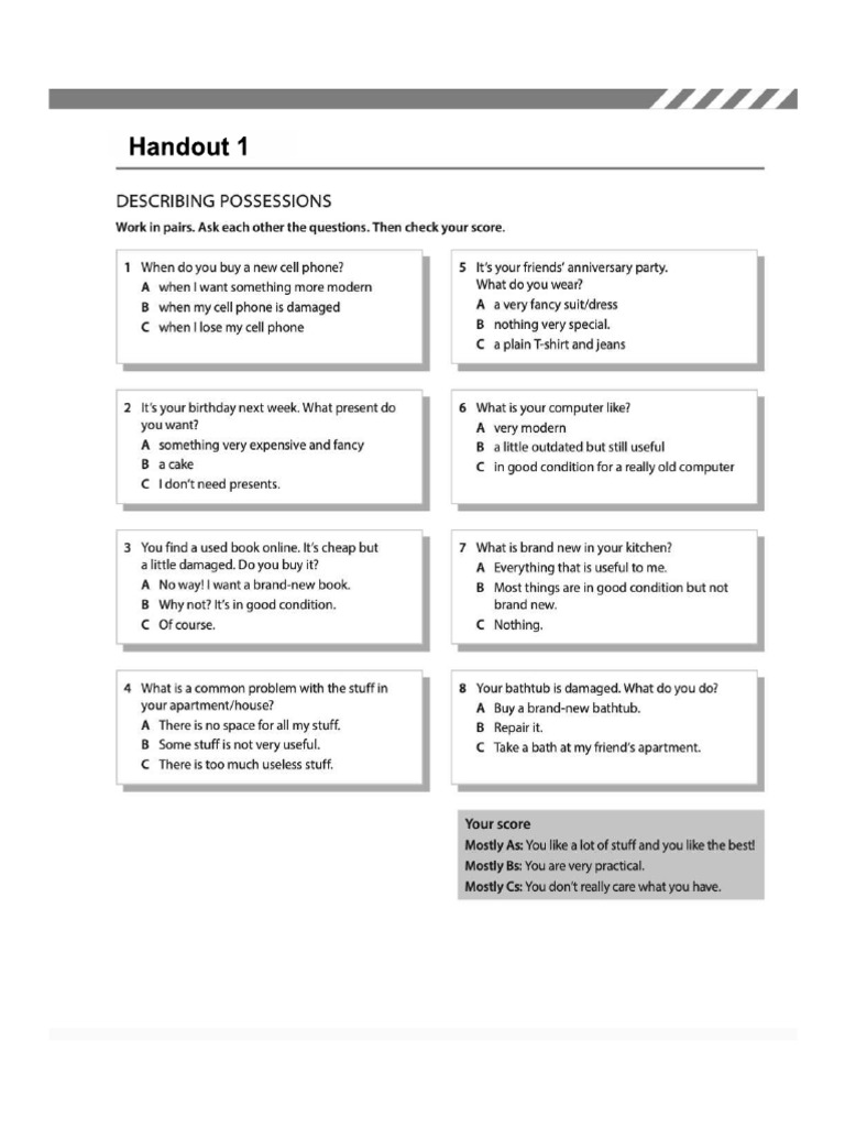 BUS 2.0 Level 3 Lesson Plan 2 Handout 1 | PDF