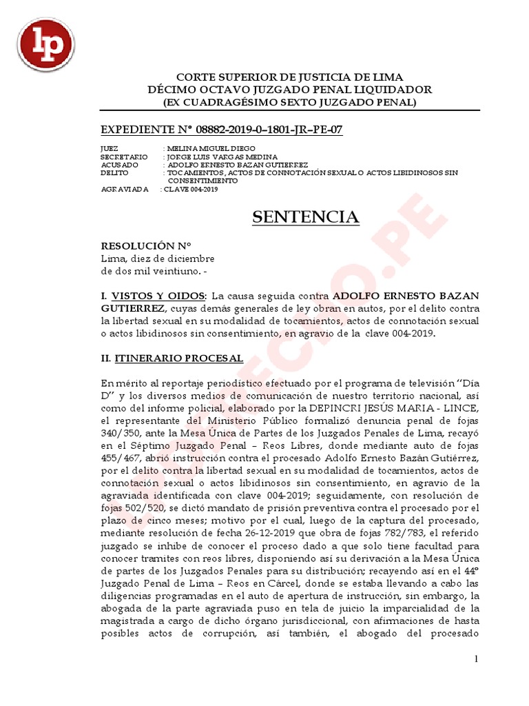 Expediente 08882 2019 Sentencia Tocamientos | PDF | Ley procesal ...