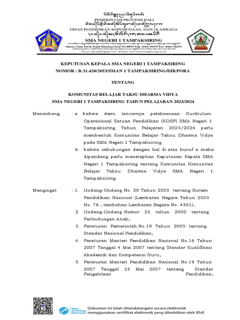 Komunitas Belajar Taksu Dharma Vidya | PDF