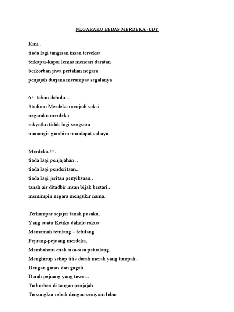 Merdeka: 65 Tahun Kebebasan Negara | PDF | Puisi