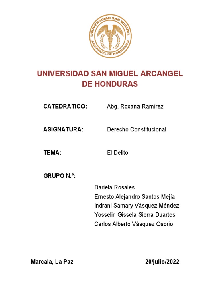 Informe Sobre El Delito Pdf Derecho Penal Intención Derecho Penal