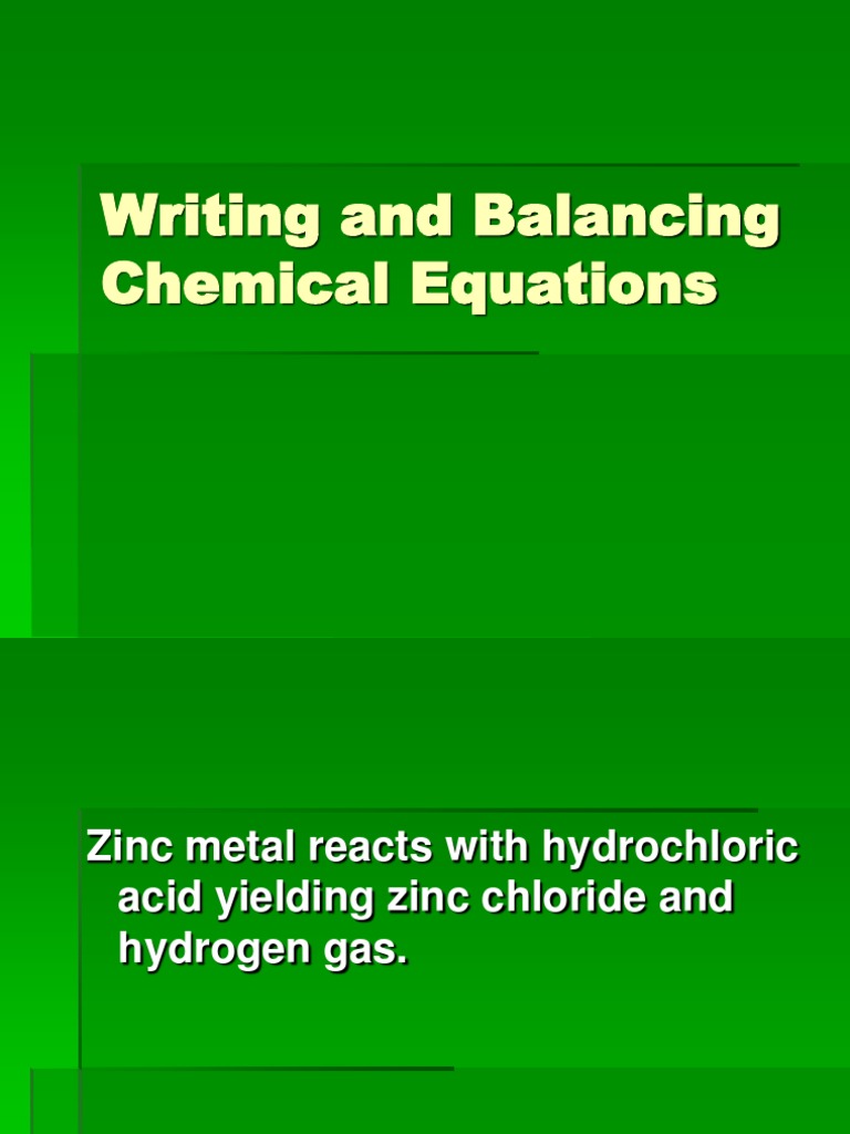 Writing and Balancing Chemical Equations | PDF