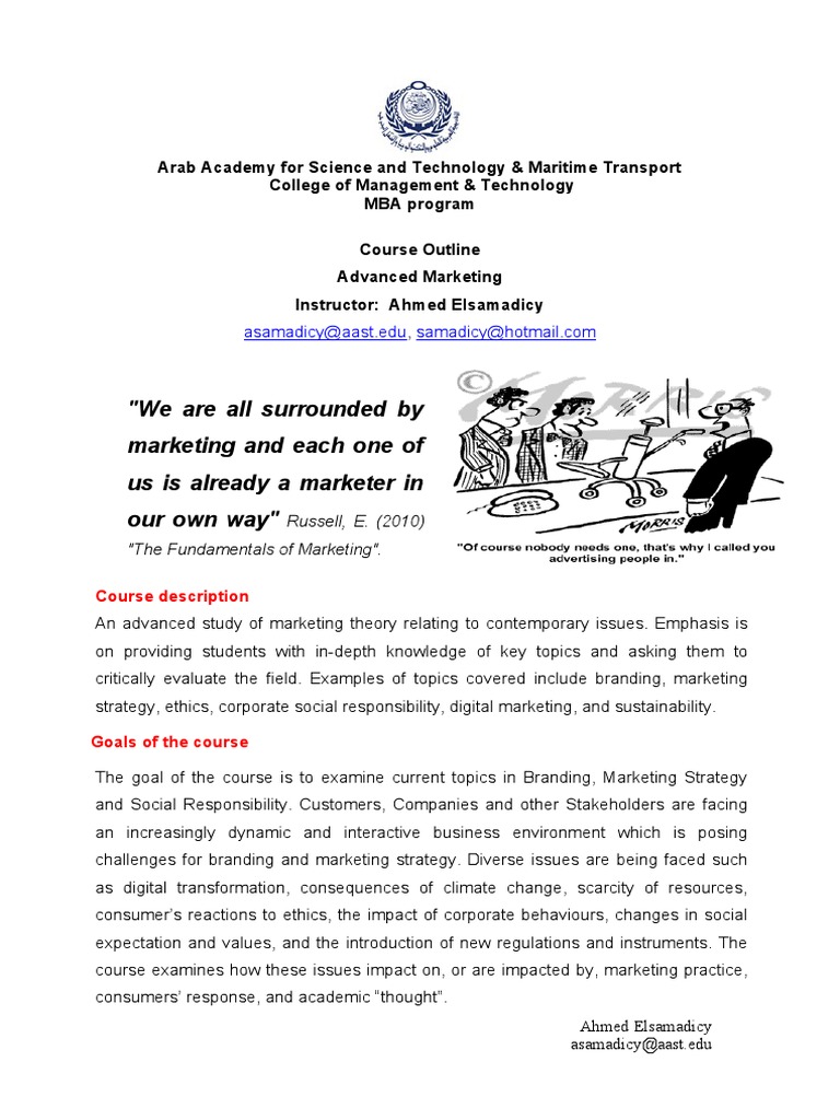 Advanced Marketing Course Outilne | PDF | Business