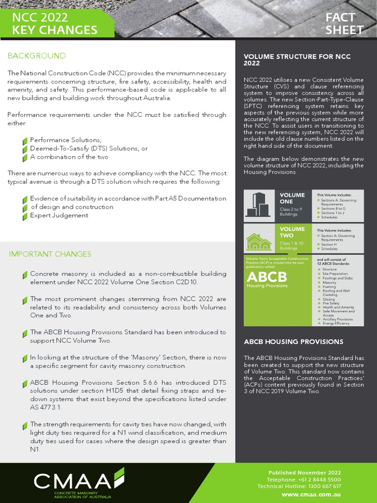 NCC2022 Changes - CMAA | Download Free PDF | Masonry | Building Engineering