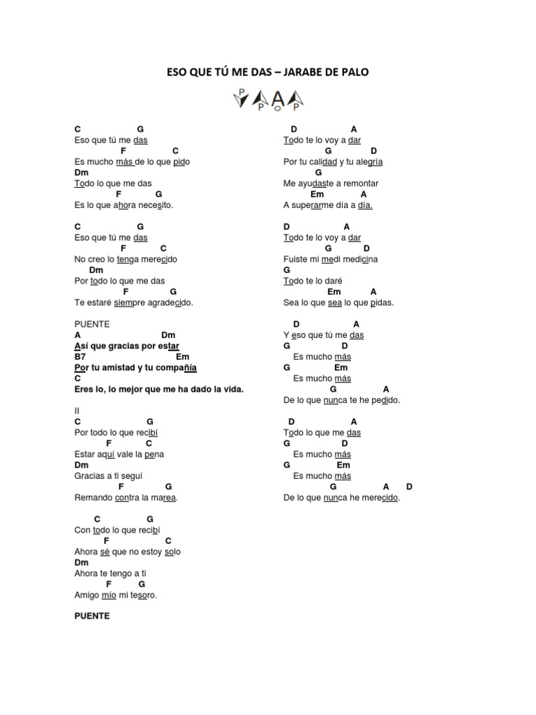 Letra y acordes de "Eso que tú me das" | PDF