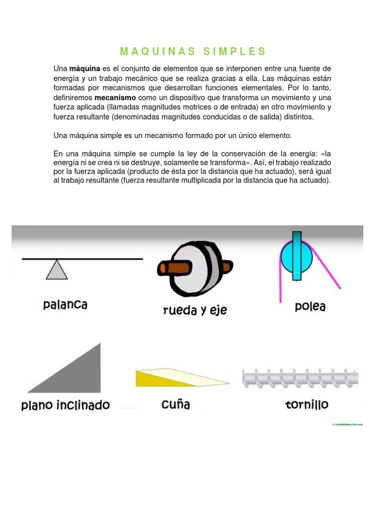 Máquinas Simples: Concepto y Función | PDF | Ciencia y matemáticas