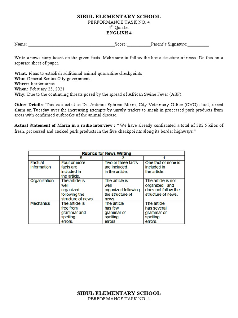 4Q Performance Task No 4 | PDF | Diseases And Disorders | Health Sciences