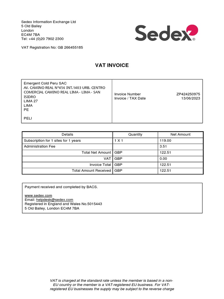 Vat-Invoice - Membresia | PDF