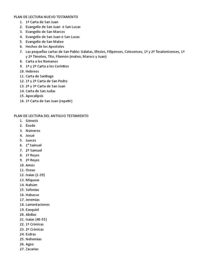 plan de lectura | PDF